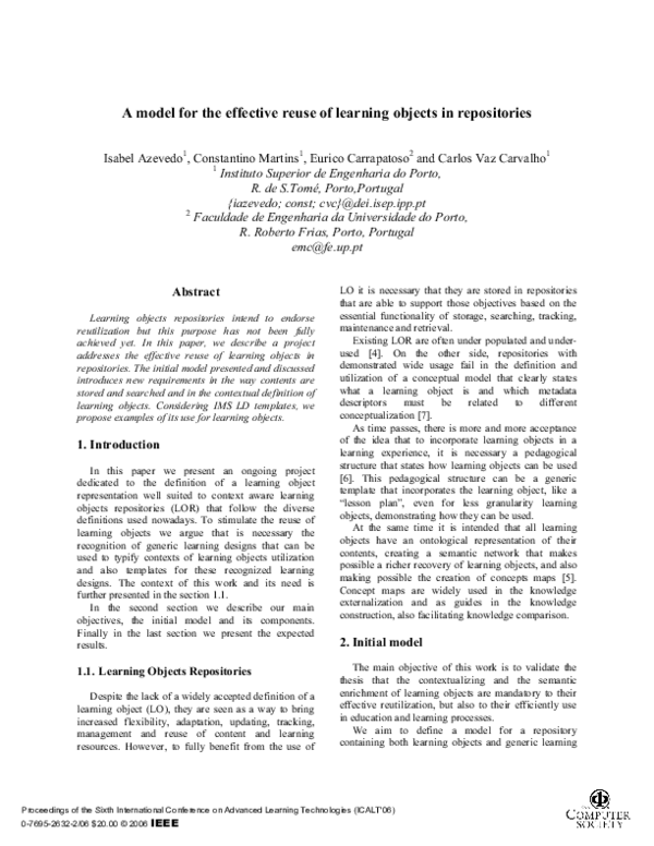 (PDF) A Model for the Effective Reuse of Learning Objects in Repositories