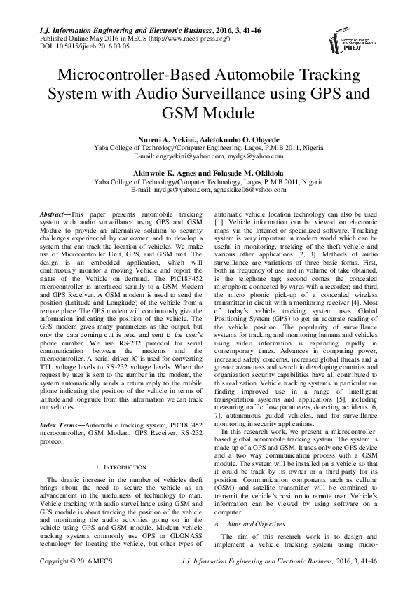 (PDF) Microcontroller-Based Automobile Tracking System with Audio ...
