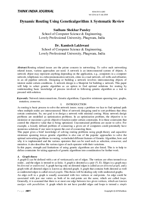 (PDF) Dynamic Routing Using Geneticalgorithm A Systematic Review