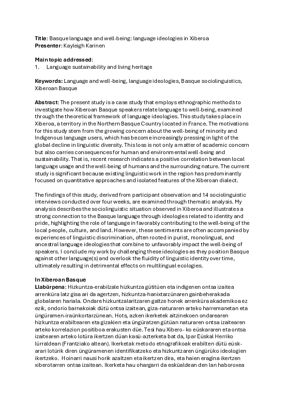 (PDF) Basque language and well-being: language ideologies in Xiberoa