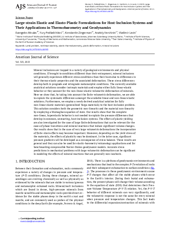 (PDF) Large-strain Elastic and Elasto-Plastic Formulations for Host ...