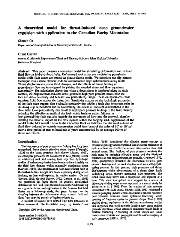 (PDF) A theoretical model for thrust‐induced deep groundwater expulsion ...