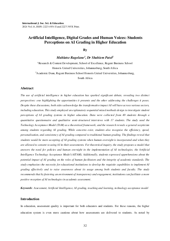 (PDF) Artificial Intelligence, Digital Grades and Human Voices ...
