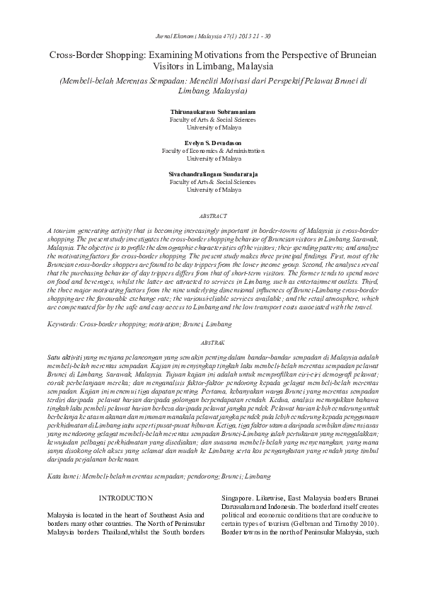 (PDF) Cross-border shopping: examining motivations from the perspective of Bruneianvisitors in ...