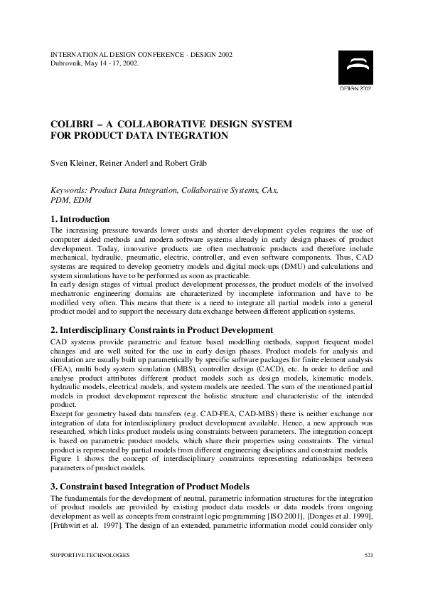 (PDF) Colibri - A Collaborative Design System for Product Data Integration