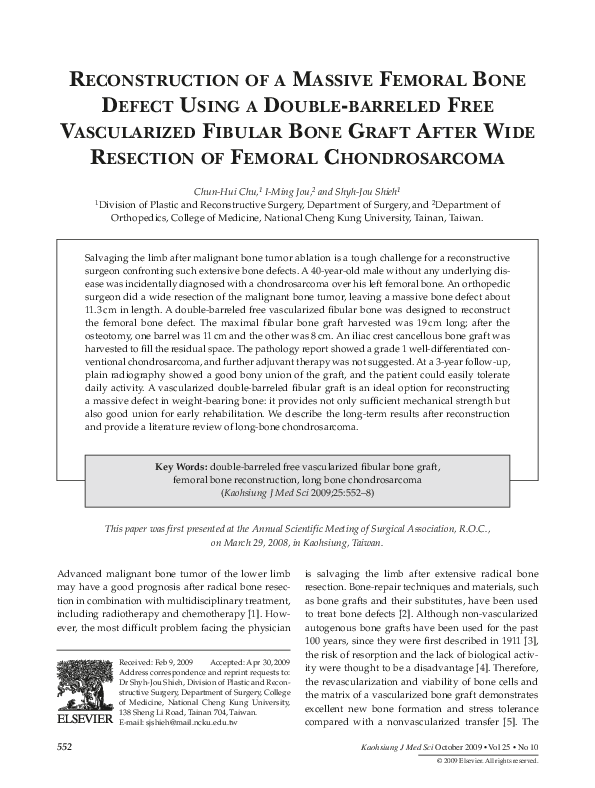 (PDF) Reconstruction of a Massive Femoral Bone Defect Using a Double ...