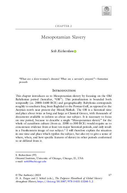 (PDF) Mesopotamian Slavery