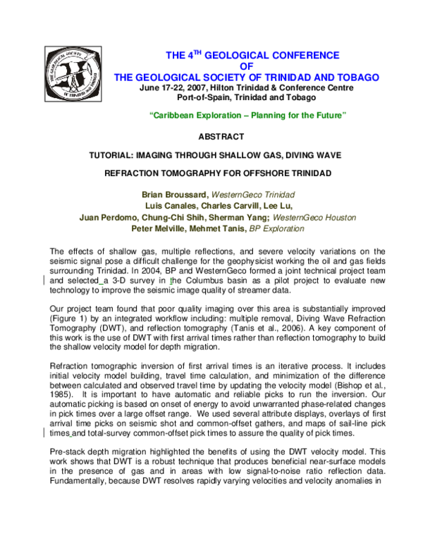 (PDF) Tutorial: Imaging Through Shallow Gas, Diving Wave Refraction ...
