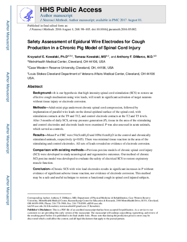 (PDF) Safety assessment of epidural wire electrodes for cough ...