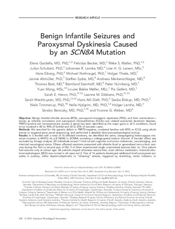(PDF) Benign infantile seizures and paroxysmal dyskinesia caused by an ...