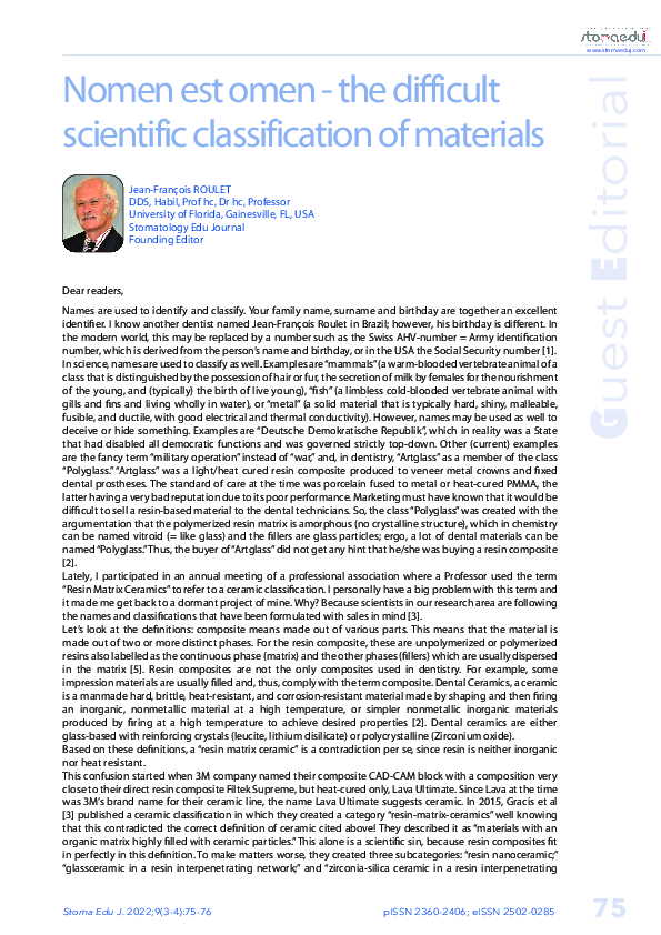 (PDF) Nomen est omen - the difficult scientific classification of materials