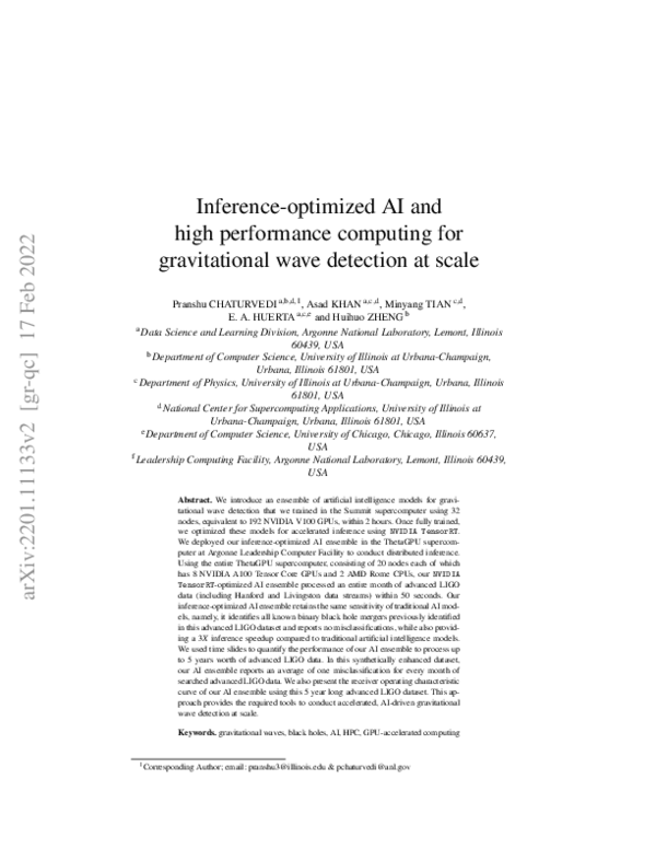 (PDF) Inference-optimized AI and high performance computing for ...