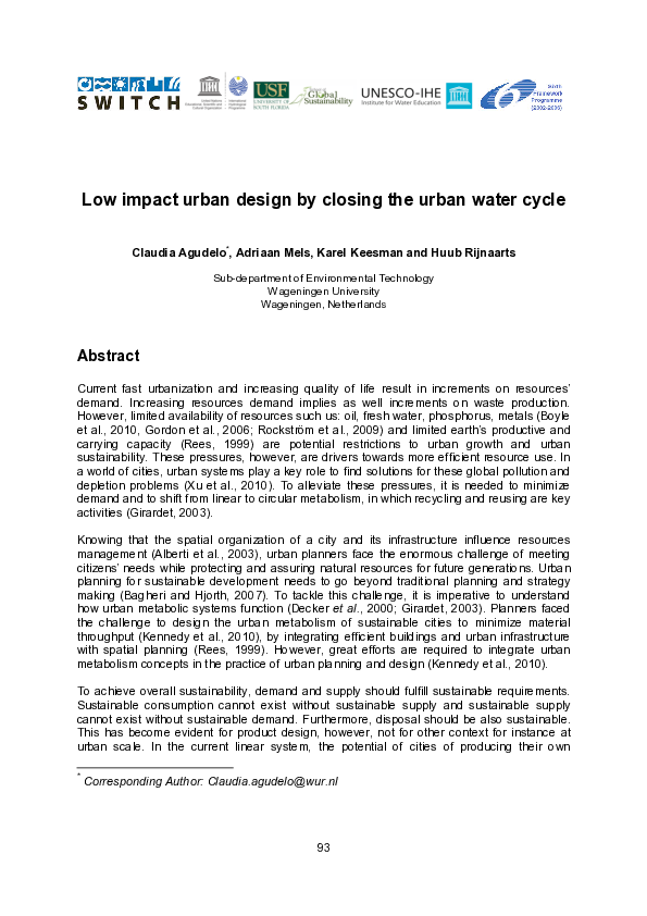 (PDF) Low impact urban design by closing the urban water cycle