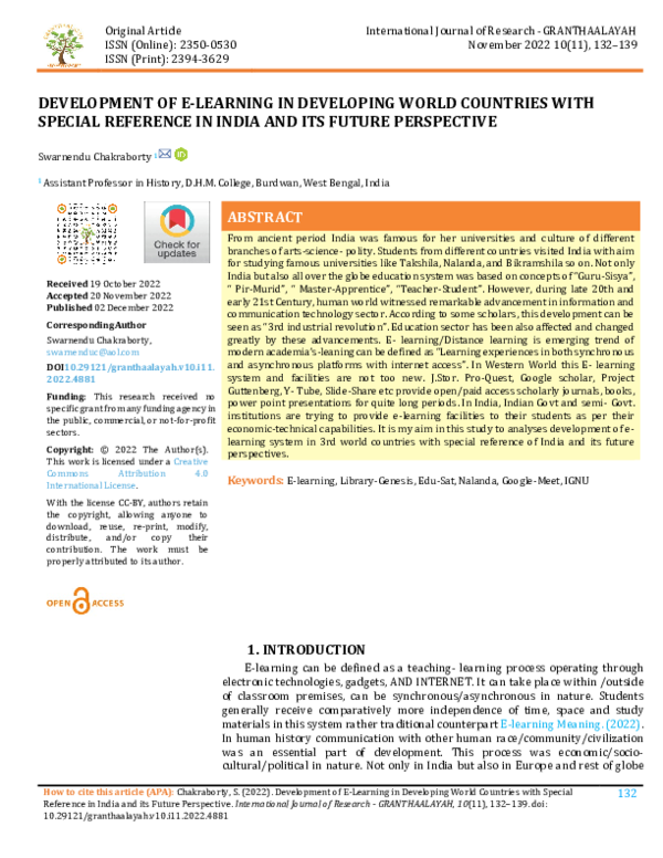 (PDF) Development of E-Learning in Developing World Countries with Special Reference in India ...