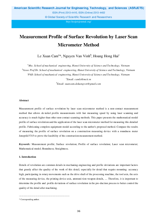 (PDF) Measurement Profile of Surface Revolution by Laser Scan ...