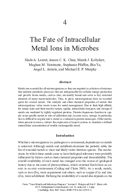 (PDF) The Fate of Intracellular Metal Ions in Microbes