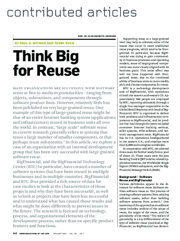 (PDF) Think big for reuse