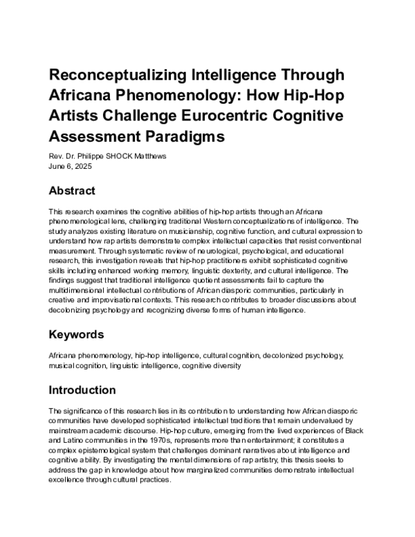 (PDF) Reconceptualizing Intelligence Through Africana Phenomenology ...