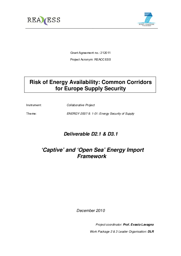 (PDF) Captive and Open Sea Energy Import Framework. REACCESS ...