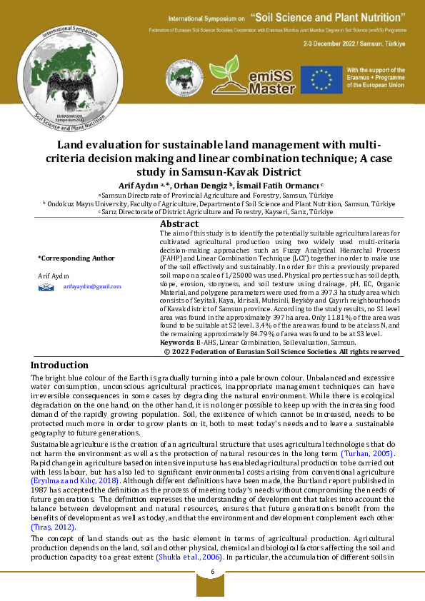 (PDF) Land evaluation for sustainable land management with ...
