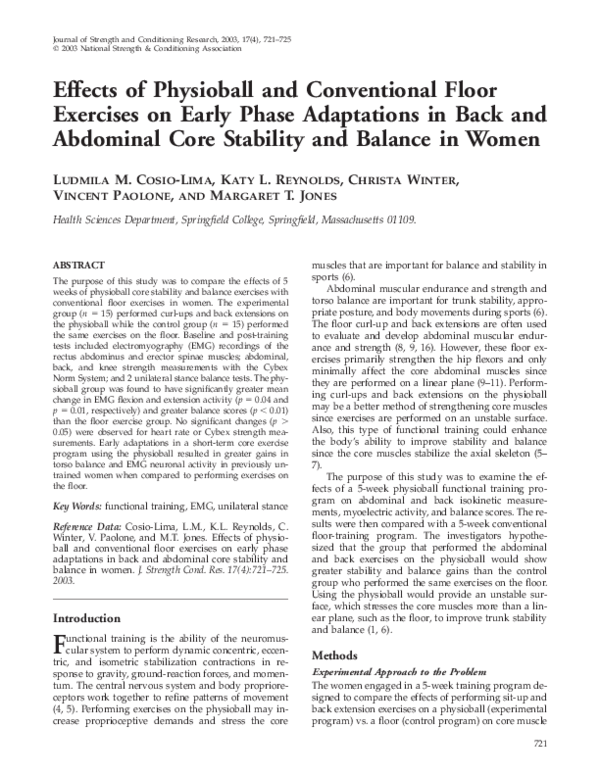 (PDF) Effects of Physioball and Conventional Floor Exercises on Early ...