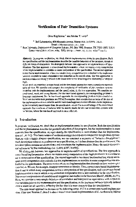 (PDF) Verification of fair transition systems