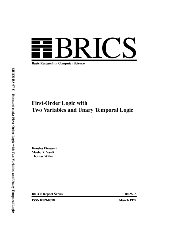 (PDF) First-Order Logic with Two Variables and Unary Temporal Logic