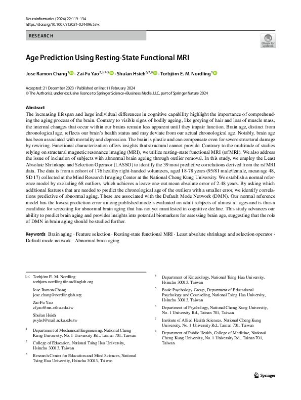 (PDF) Age Prediction Using Resting-State Functional MRI
