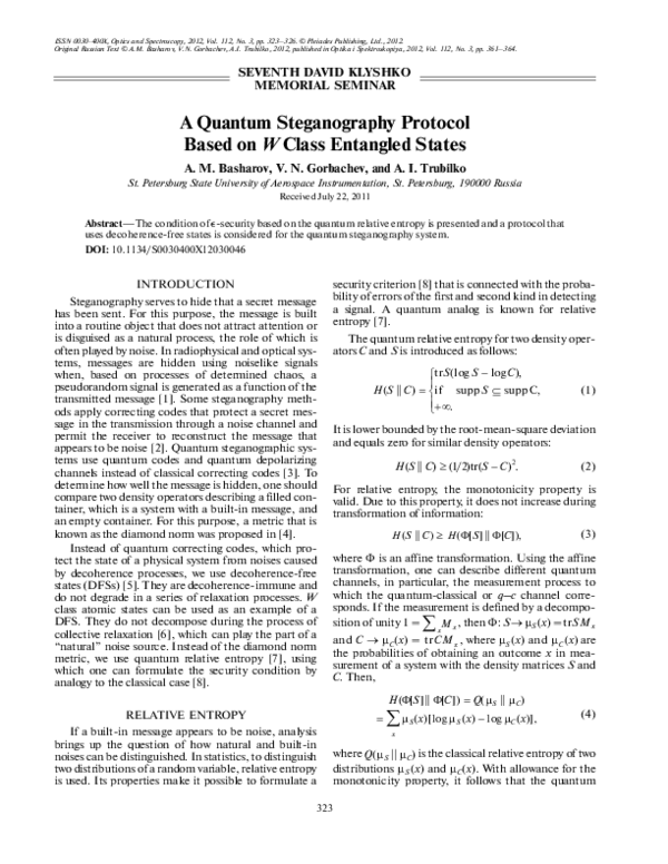 (PDF) A quantum steganography protocol based on W class entangled states