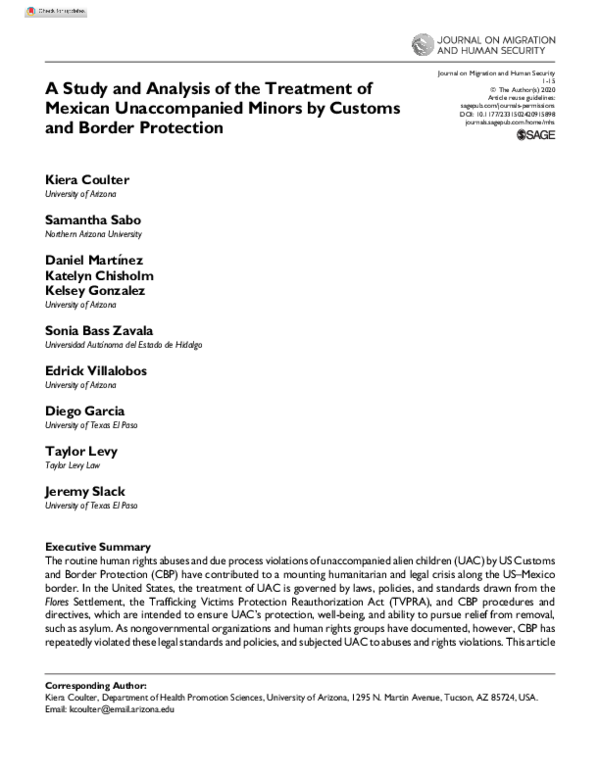 (PDF) A Study and Analysis of the Treatment of Mexican Unaccompanied ...