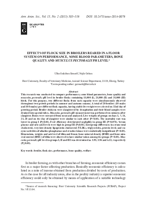 (PDF) Effects of Flock Size in Broilers Reared in a Floor System on ...
