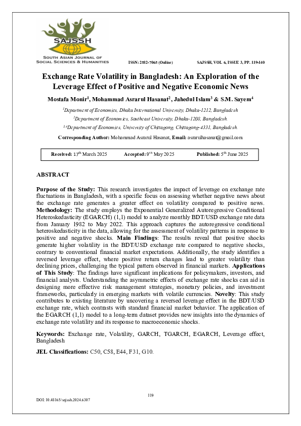 (PDF) Exchange Rate Volatility in Bangladesh: An Exploration of the ...