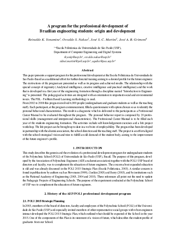 (PDF) A program for the professional development of Brazilian ...