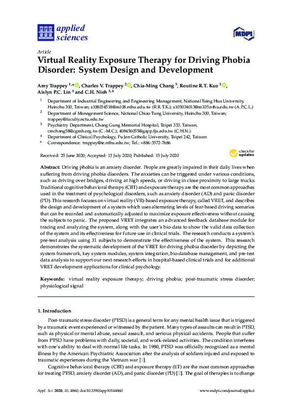 (PDF) Virtual Reality Exposure Therapy for Driving Phobia Disorder ...