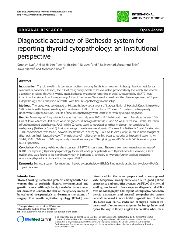 (PDF) Diagnostic accuracy of Bethesda system for reporting thyroid ...