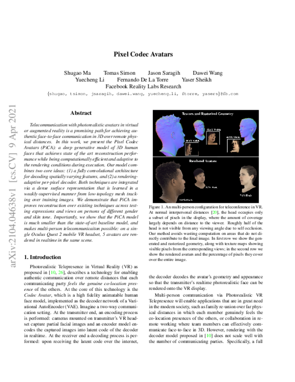 (PDF) Pixel Codec Avatars