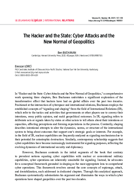 (PDF) The Hacker and the State: Cyber Attacks and the New Normal of ...
