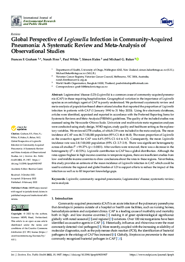(PDF) Global Perspective of Legionella Infection in Community-Acquired ...