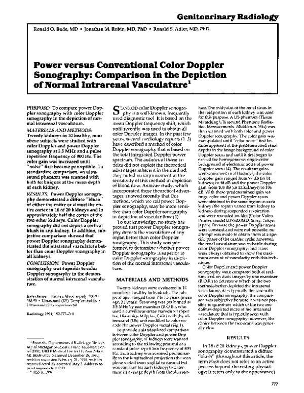(PDF) Power Versus Conventional Color Doppler Sonography: Comparison in ...