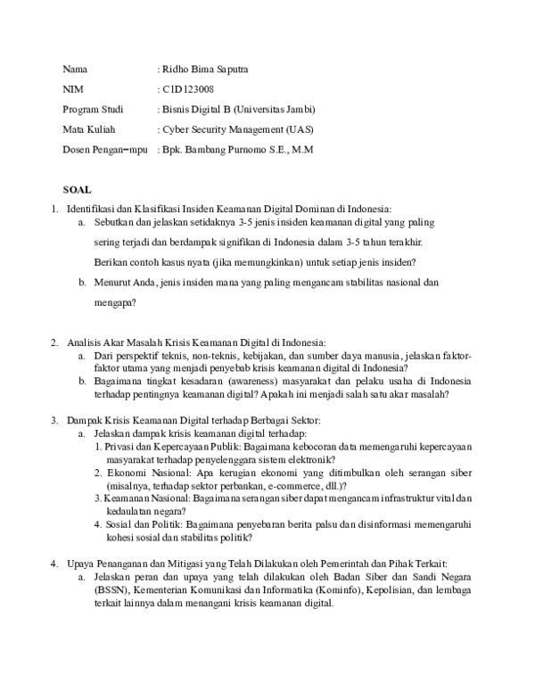 (PDF) Uas Cyber Security Management