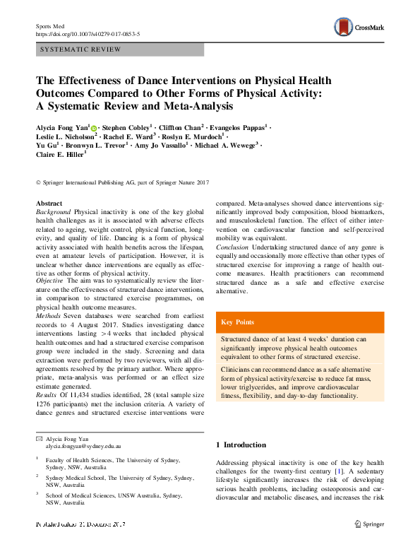 (PDF) The Effectiveness of Dance Interventions on Physical Health ...