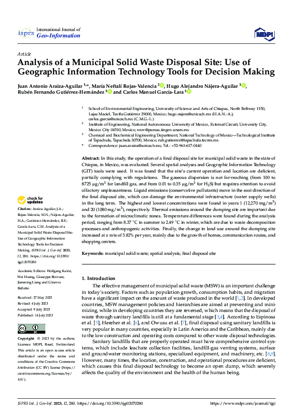 (PDF) Analysis of a Municipal Solid Waste Disposal Site: Use of ...