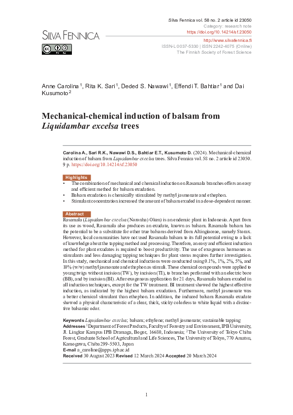 (PDF) Mechanical-chemical induction of balsam from Liquidambar excelsa ...