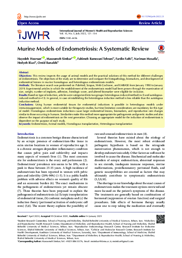(PDF) Murine Models of Endometriosis: A Systematic Review