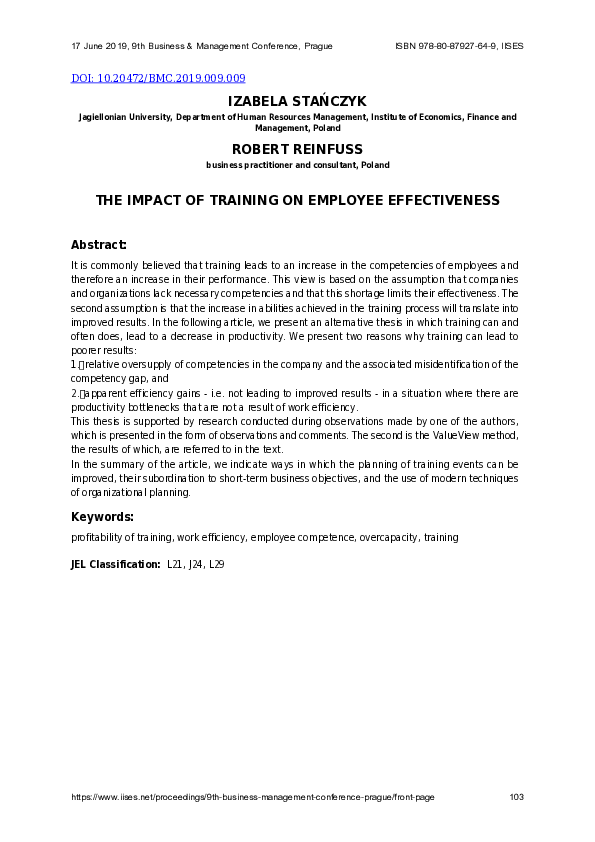 (PDF) The Impact of Training on Employee Effectiveness