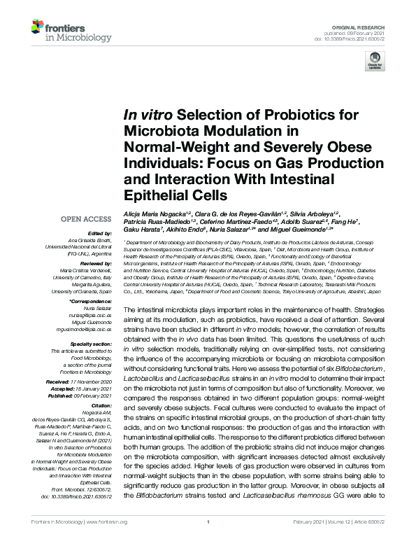 (PDF) In vitro Selection of Probiotics for Microbiota Modulation in ...