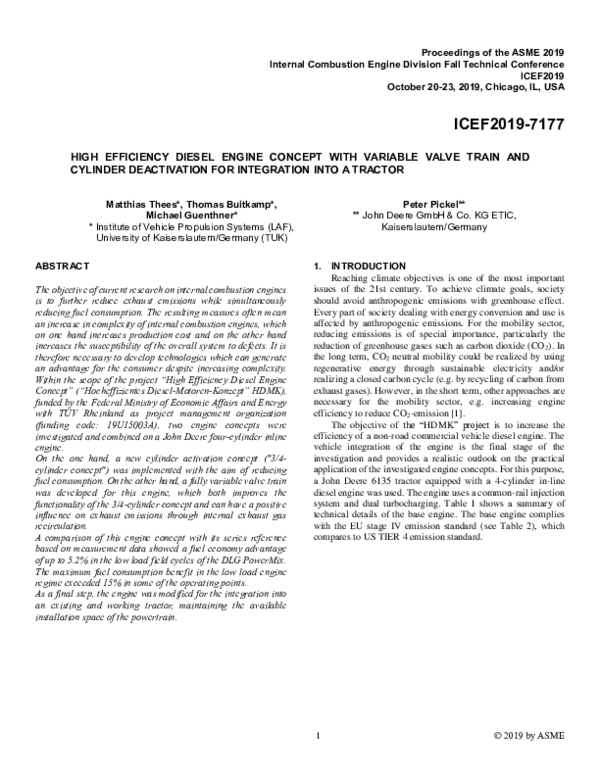 (PDF) High Efficiency Diesel Engine Concept With Variable Valve Train ...