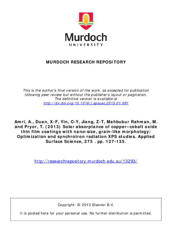 (PDF) Solar absorptance of copper–cobalt oxide thin film coatings with ...