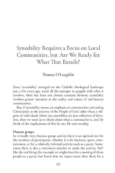 (PDF) Synodality Requires a Focus on Local Communities, but Are We ...