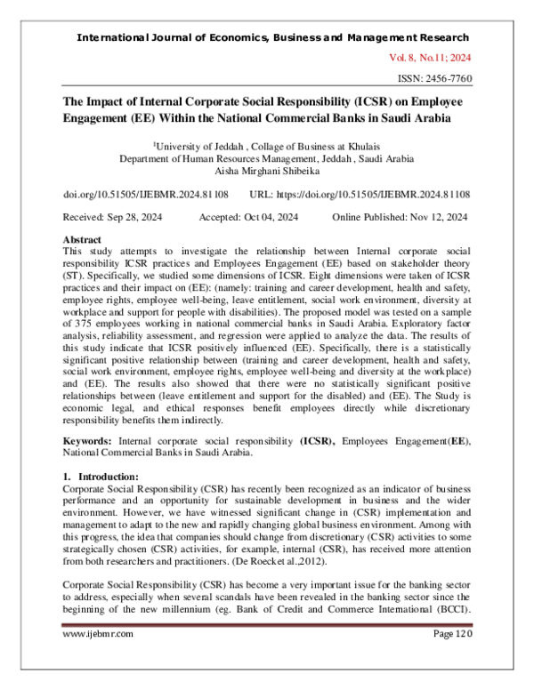 (PDF) The Impact of Internal Corporate Social Responsibility (ICSR) on ...